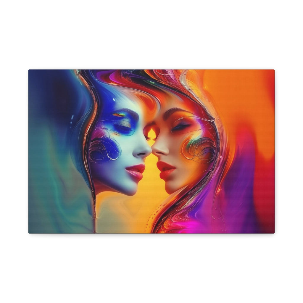 Two Beautiful Half Faces - Digital Painting On Matte Canvas ...