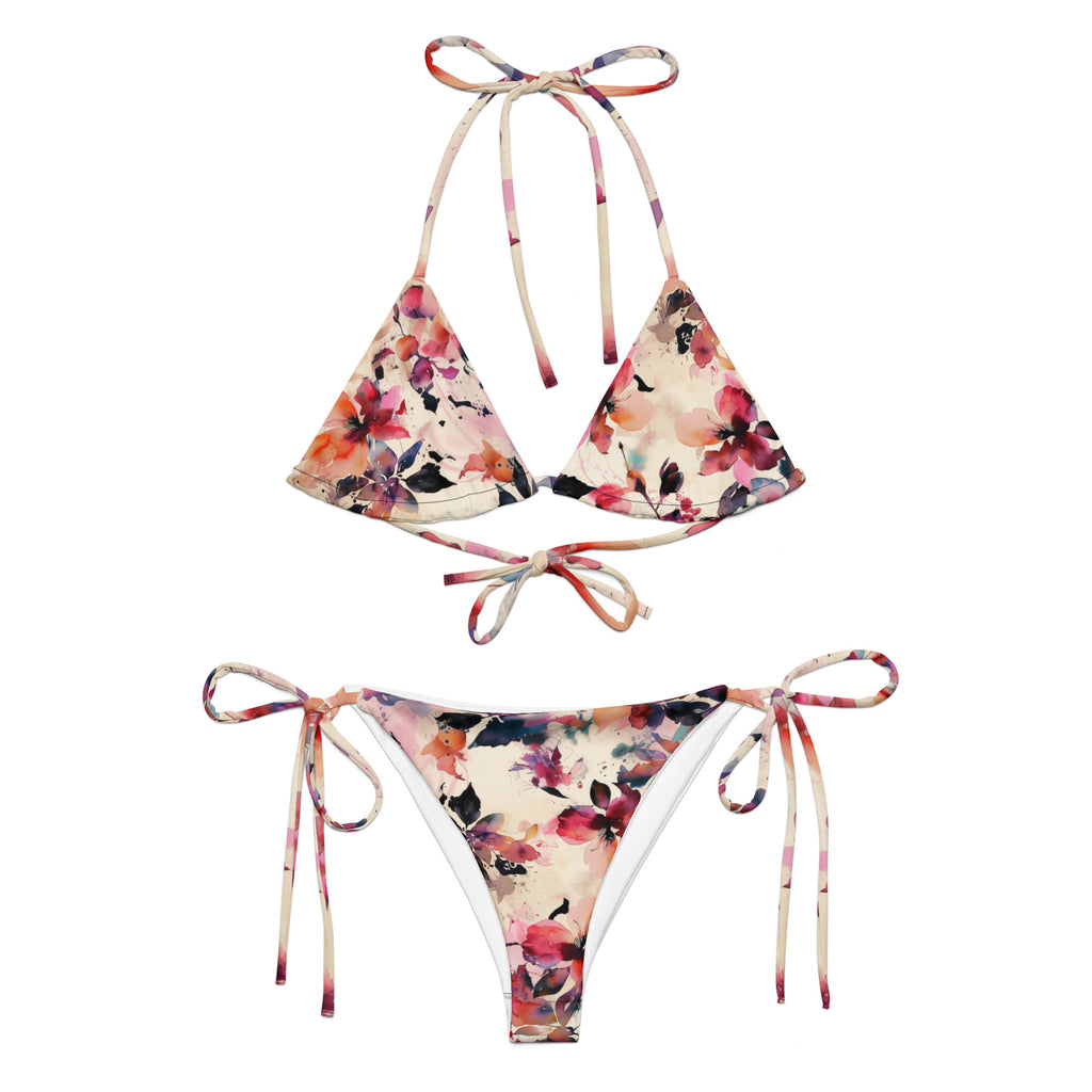 Red Floral Watercolor String Bikini – Unparalleled Visions